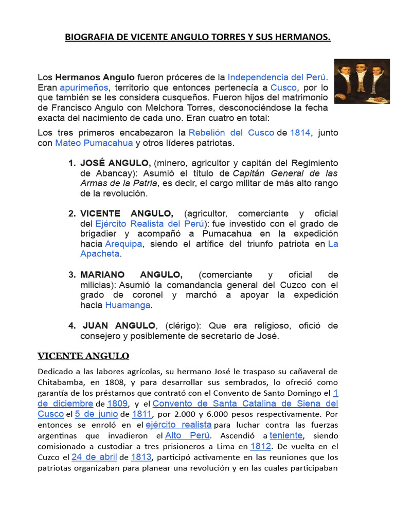 Biografía de los Hermanos Angulo | PDF | Colonización española de las ...