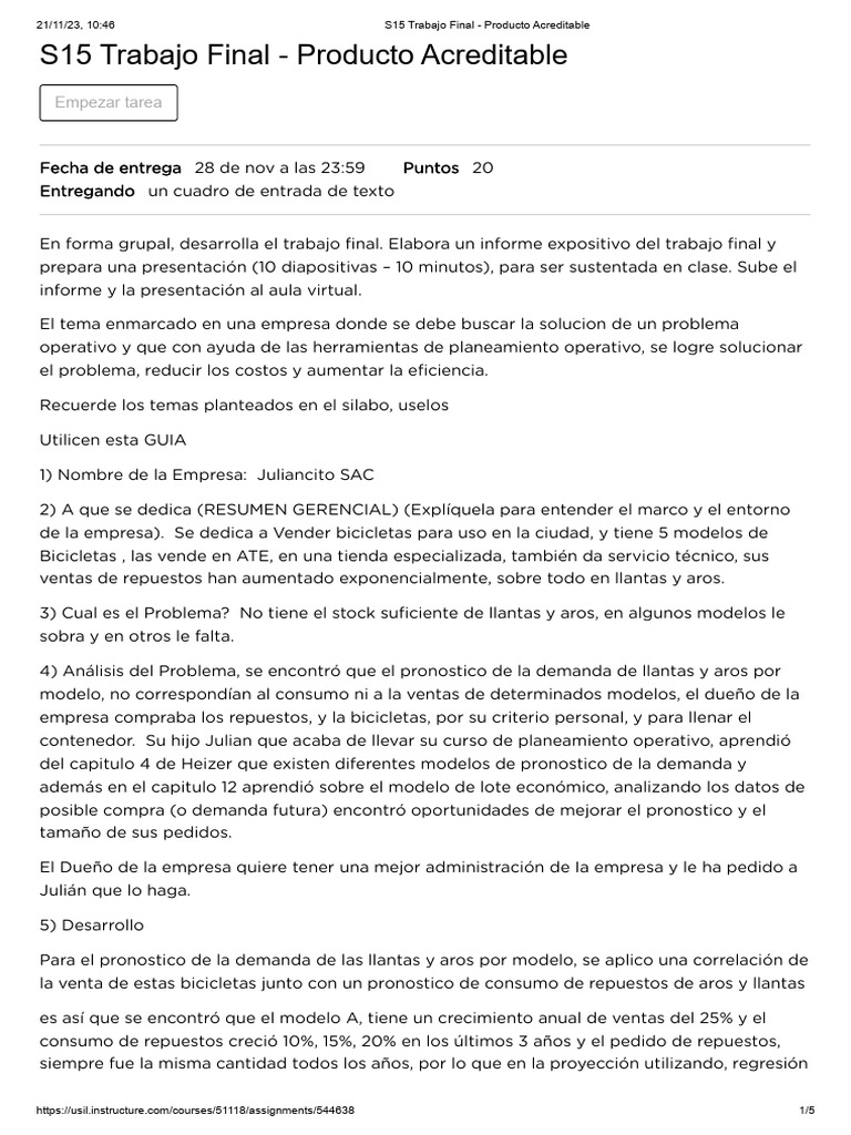 S15 Trabajo Final - Producto Acreditable | PDF | Business