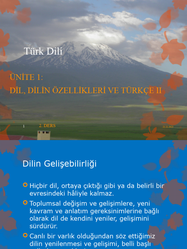 Dil, Dilin Ã Zellikleri Ve TÃ Rkã e (Ä°kinci Hafta) 4 | PDF