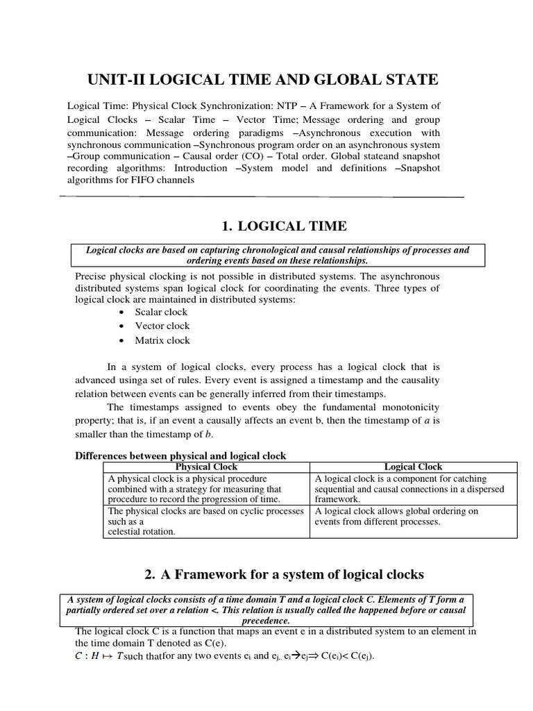 DC Unit II Notes | PDF | Distributed Computing | Time DC Unit II Notes | PDF | Distributed Computing | Time