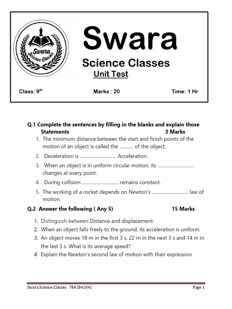 9th Class 1th Chapter | PDF