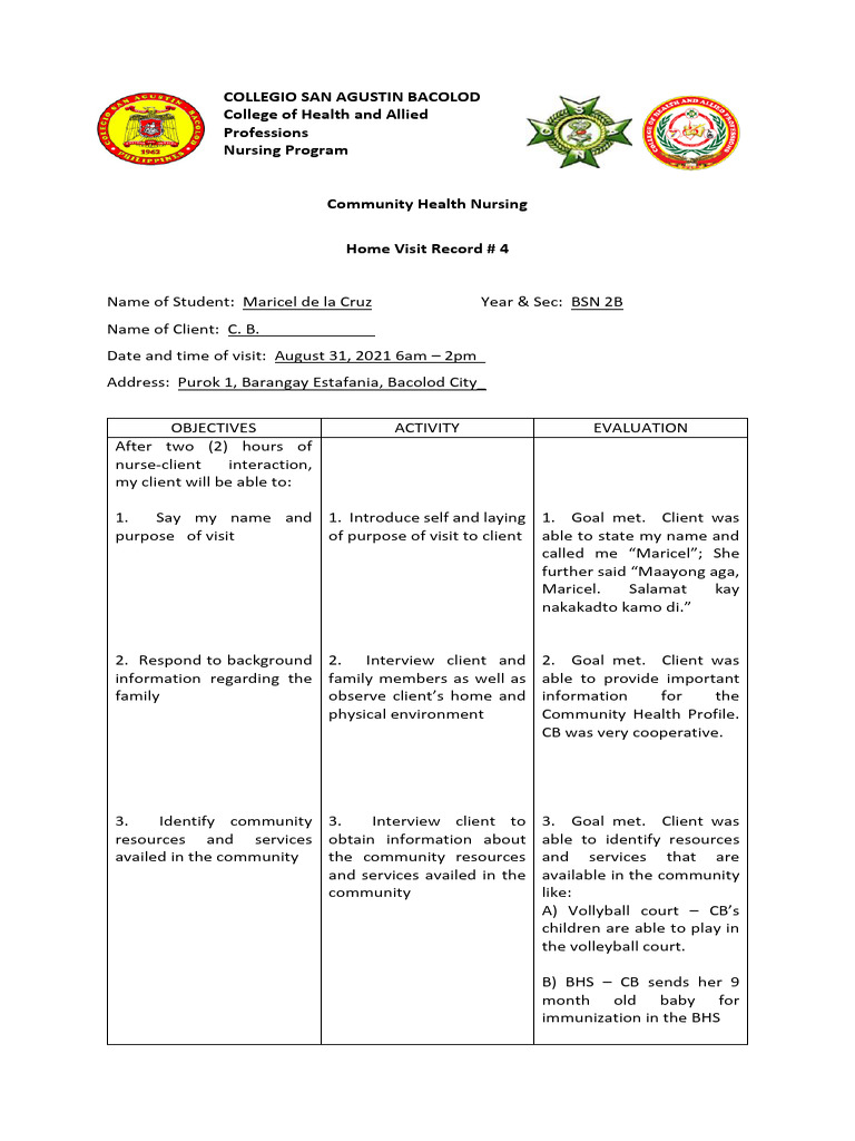 Home Visit Record | PDF | Public Services | Social Programs