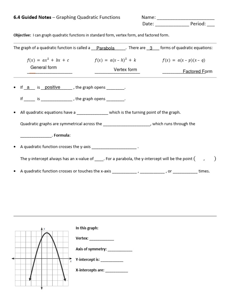 Graphing Quadratics Functions | PDF | Quadratic Equation | Combinatorics