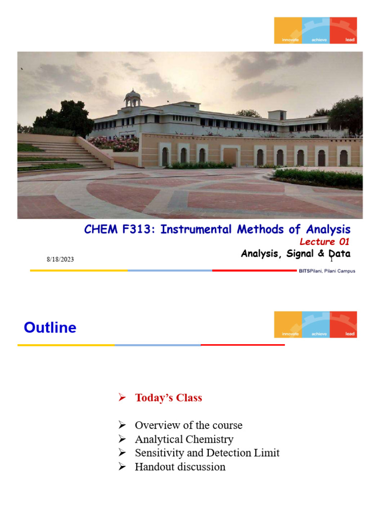 CHEM F313: Instrumental Methods of Analysis | PDF | Detection Limit | Analytical Chemistry