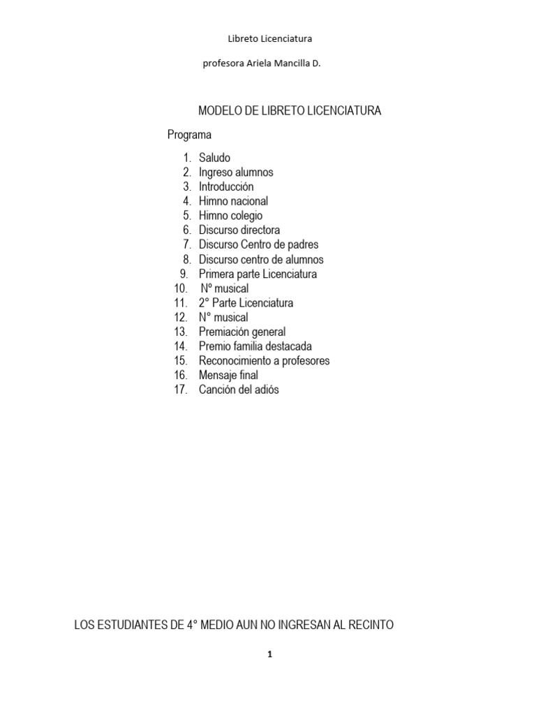 Modelo de Libreto de Licenciatura Enseñanza Media | PDF | Maestros