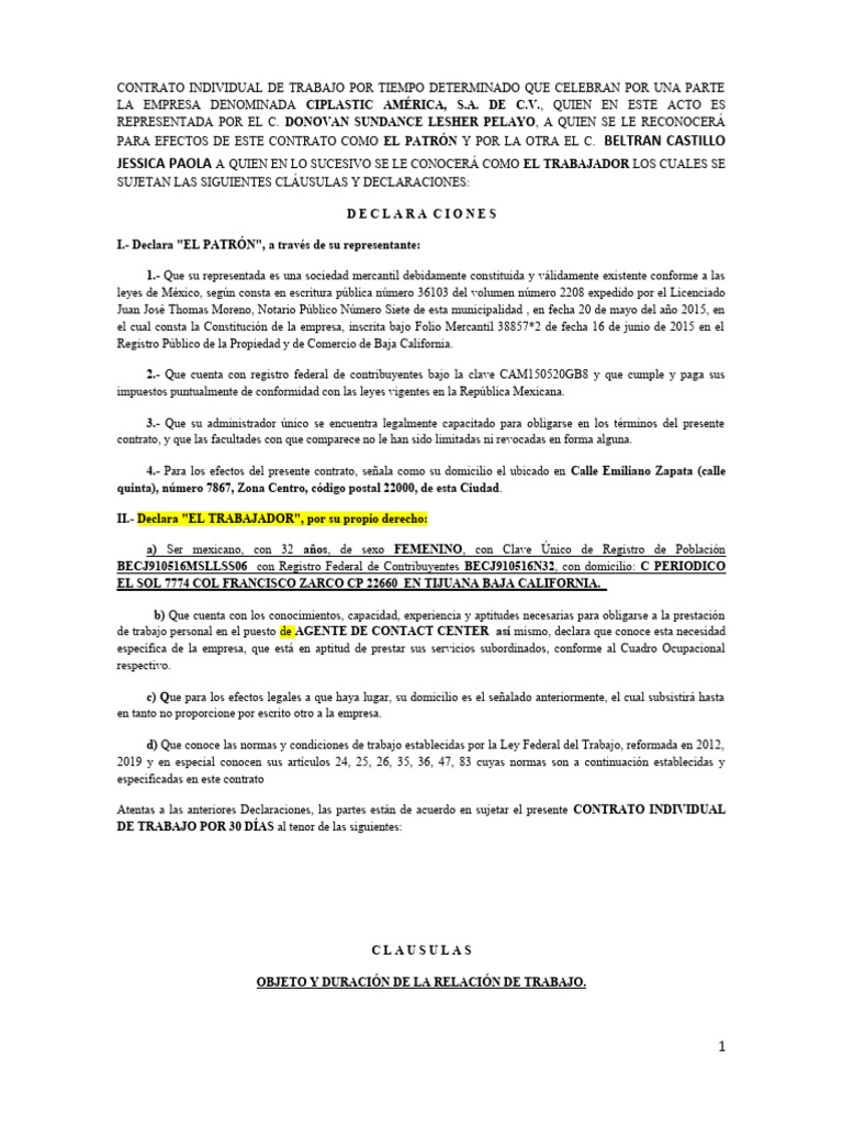 2. Contrato Periodo de PRUEBA | PDF | Salario | Derecho laboral