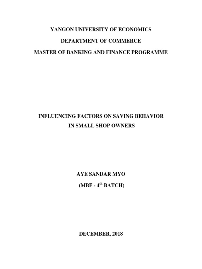 Aye Sandar Myo MBF | PDF | Saving | Economic Growth