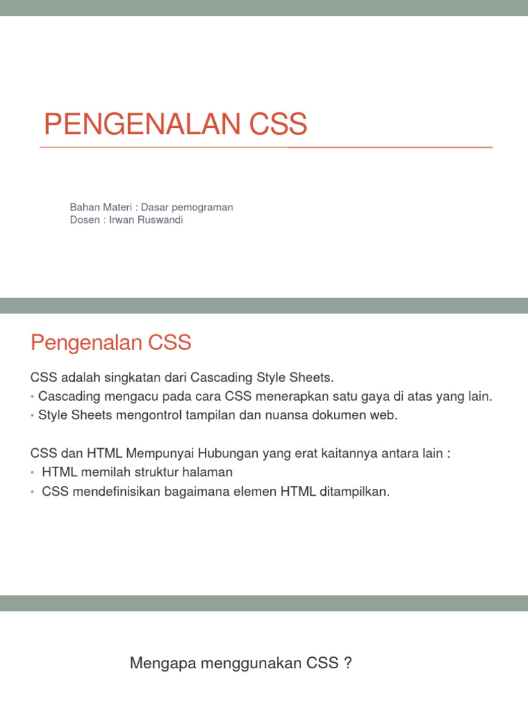 Dasar Pemograman -Pengenalan CSS | PDF