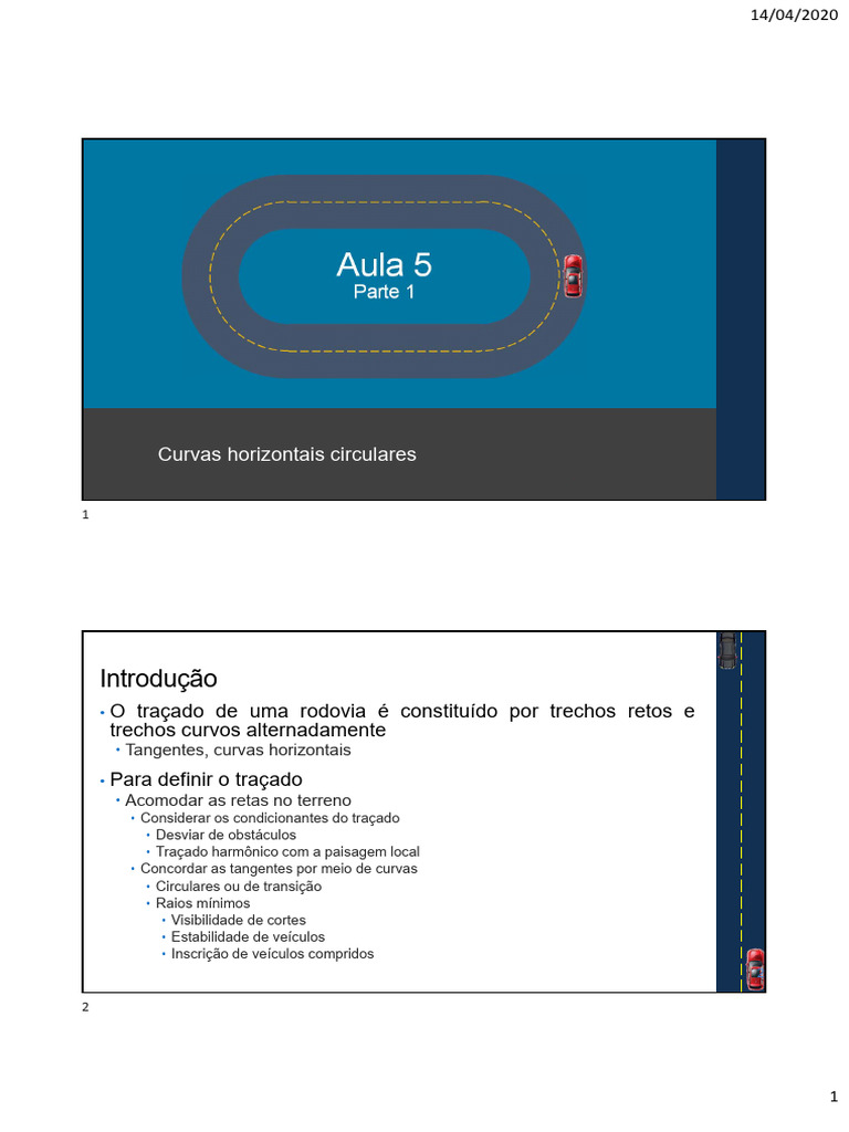 Aula 5 - Curvas Horizontais Circulares 2020 | PDF | Curva | Arco e flecha