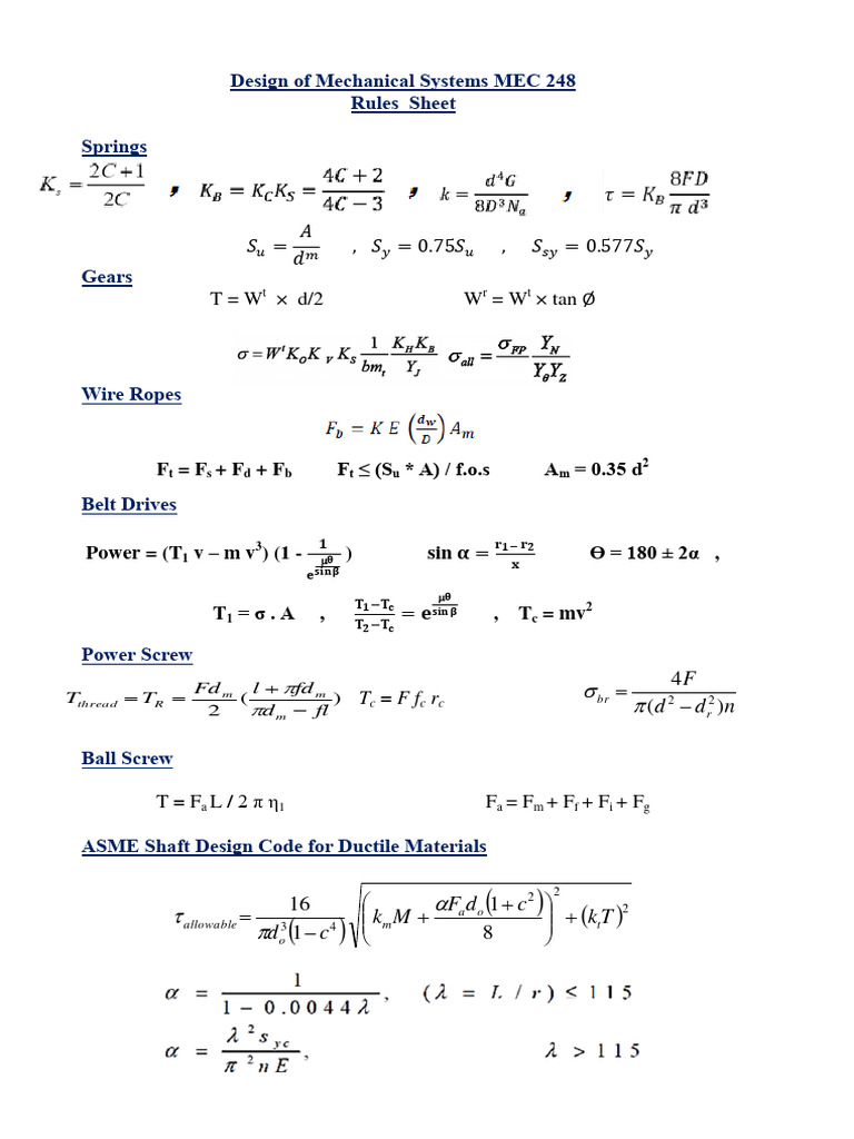 Mechanical Systems Design Guidelines | PDF