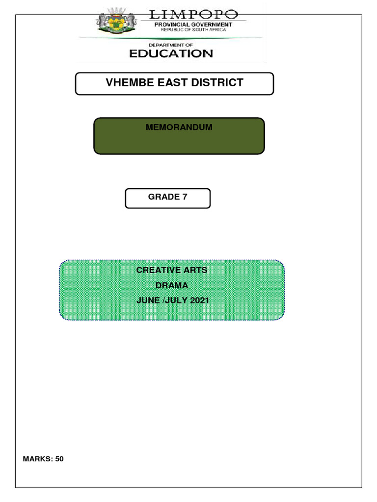 2021 CA Drama Grade 7 Term 2 Memo PDF