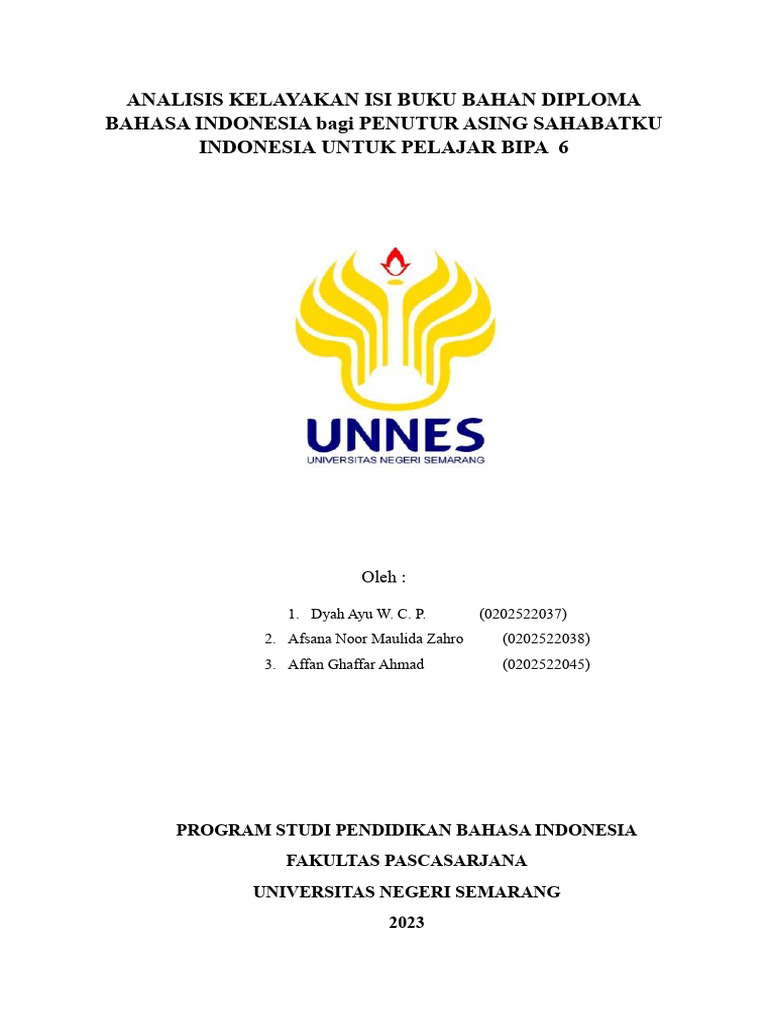Analisis Kelayakan Isi Buku BIPA 6 | PDF