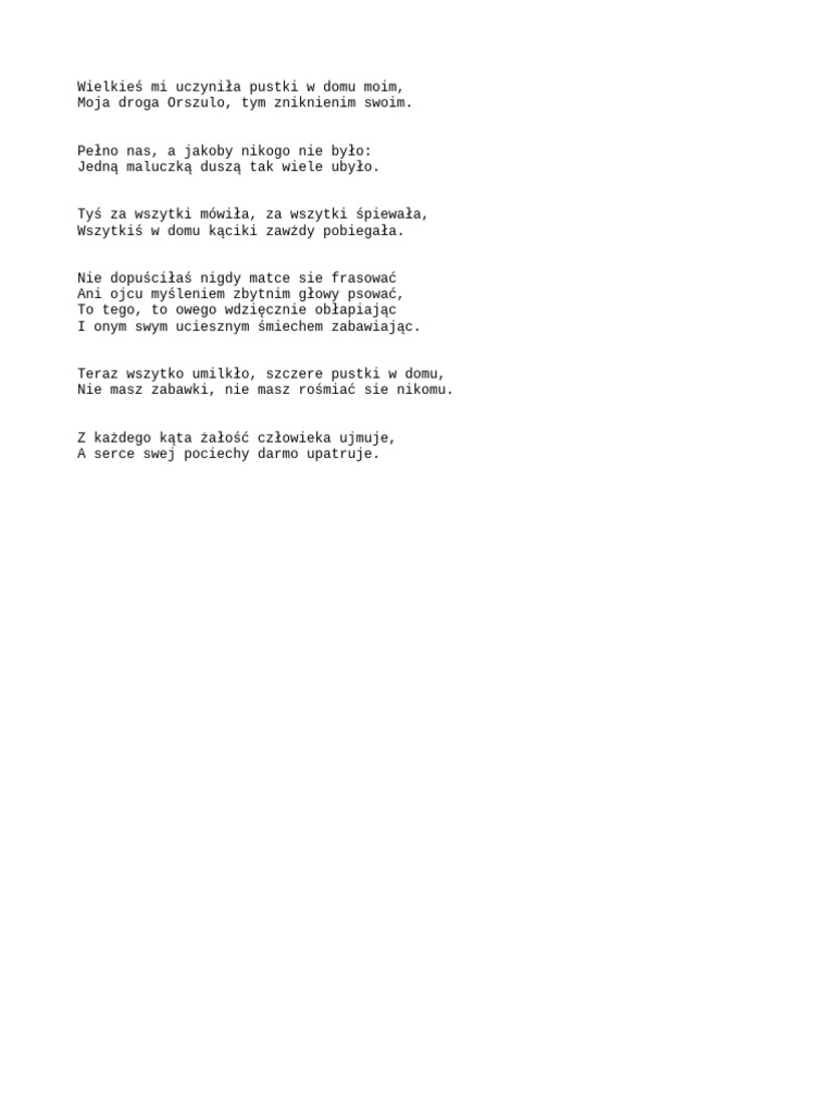 Tren 8 Jan Kochanowski Recytacja | PDF