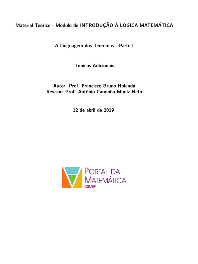 Introdução à Lógica Matemática | PDF | Lógica matemática | Lógica