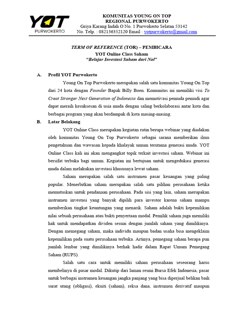 TOR Webinar Saham Final | PDF