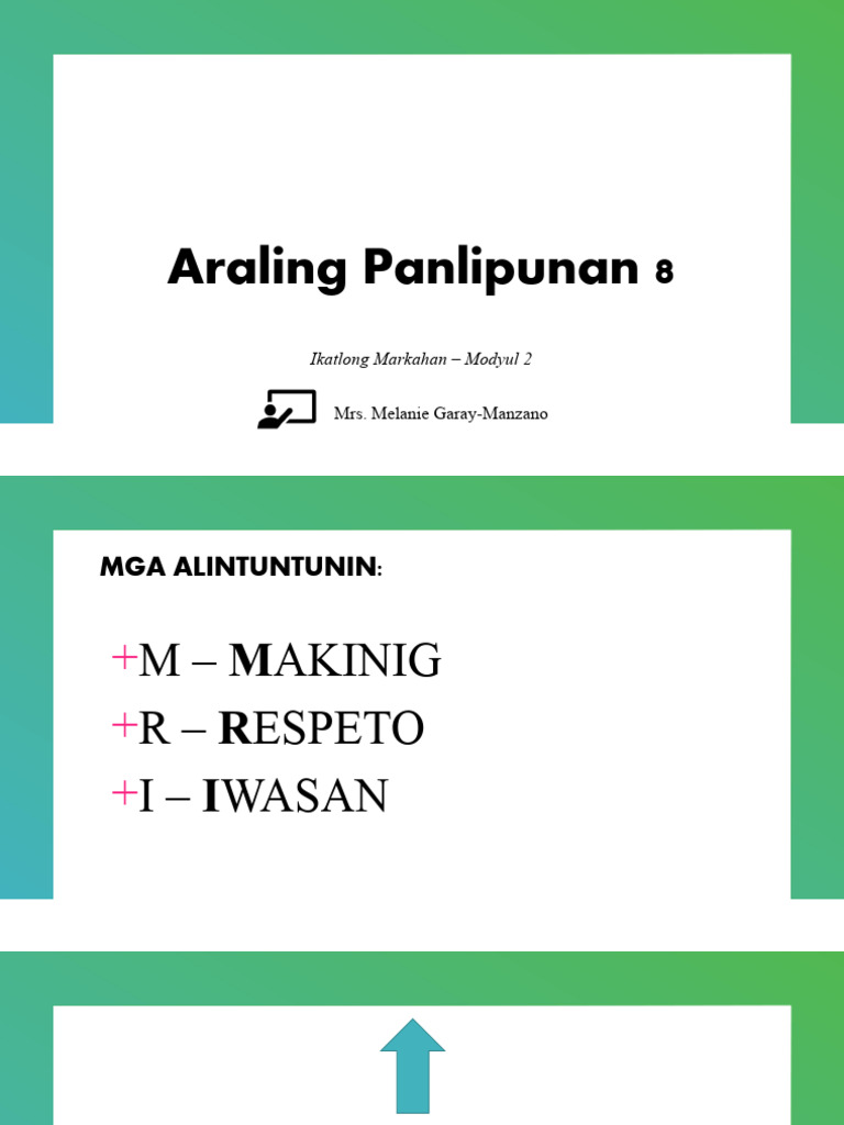Araling Panlipunan 8: Ikatlong Markahan - Modyul 2 | PDF