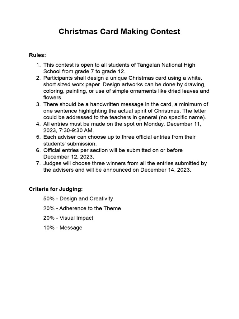 Mechanics Christmas Card Making Contest | PDF | Art