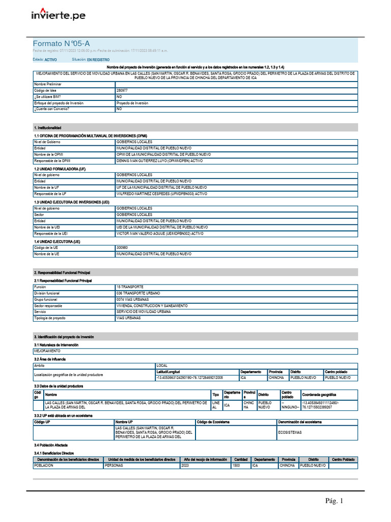 Formato N05A PLAZA ARMAS PN | PDF | Inversiones | Economias