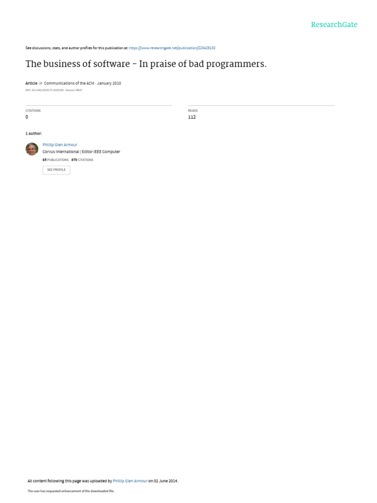 In Prais of Bad Programmers | PDF | Computing | Computer Science