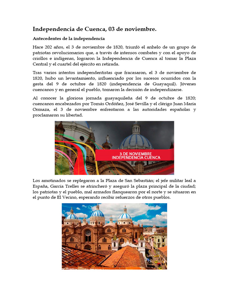 Independencia de Cuenca | PDF | Ecuador | Conflictos