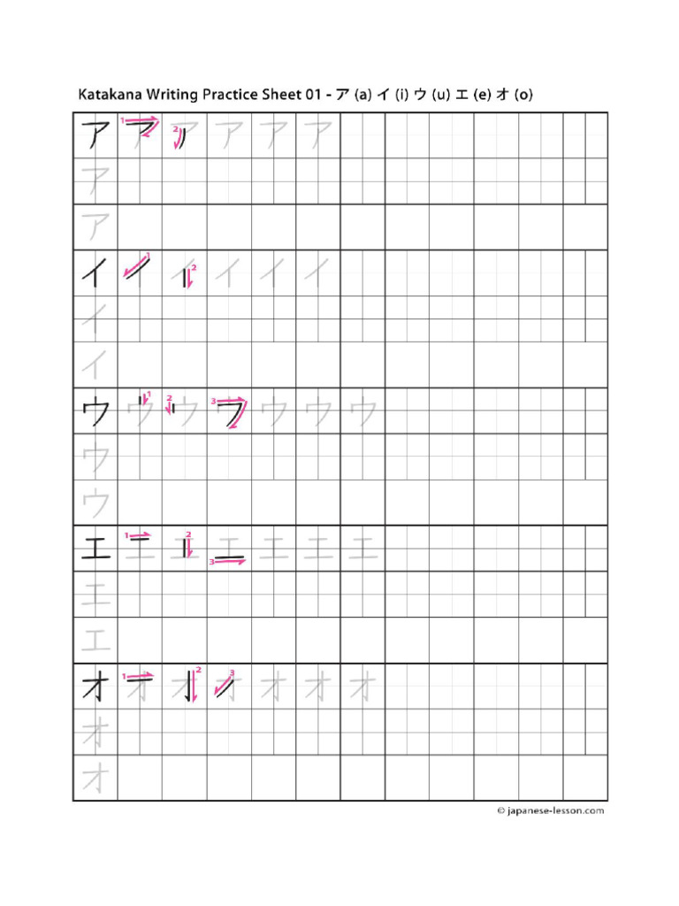 Katakana Writing Practice Sheets PDF | PDF