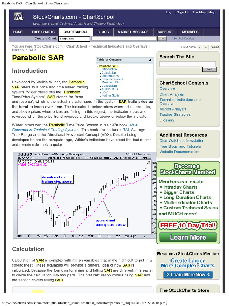 Parabolic SAR Overview and Strategy | PDF | Technical Analysis | Market ...
