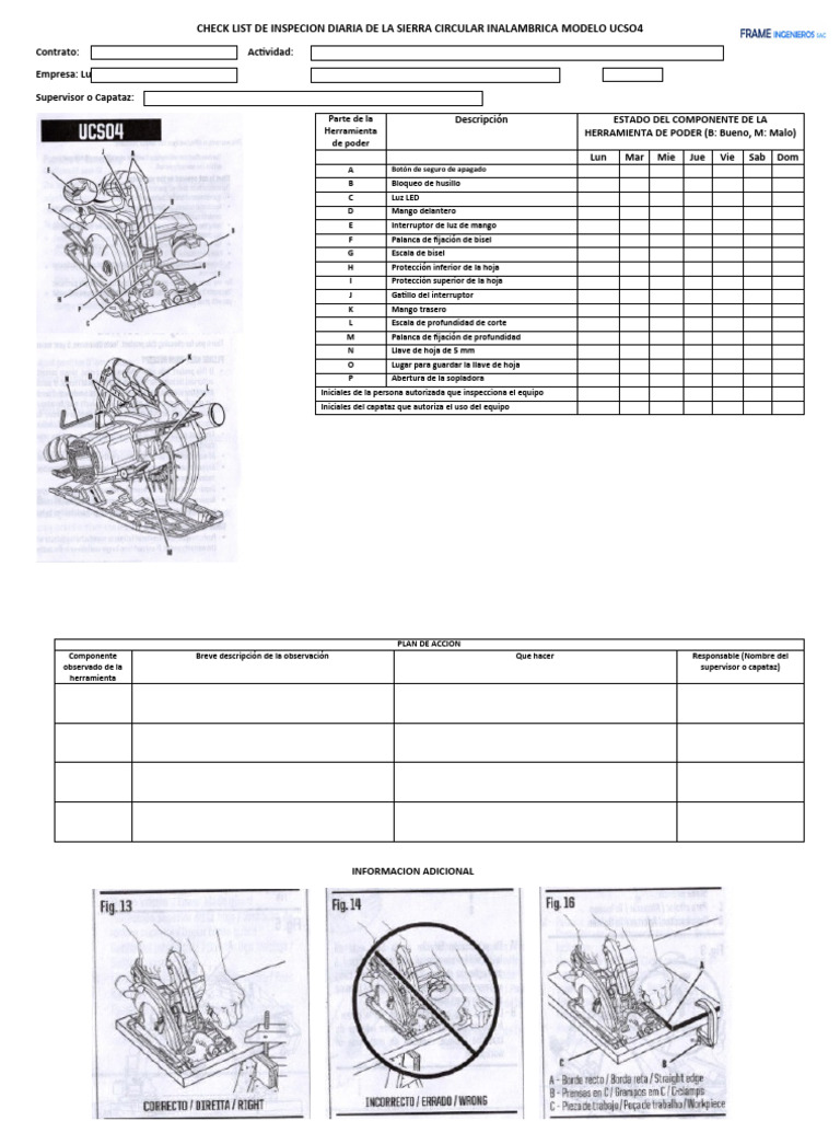 Check List de La Sierra Circular A Bateria | PDF | Bienes manufacturados