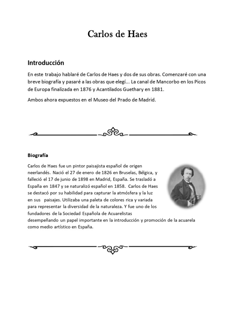 Carlos de Haes Pintor - ESPAÑOL | PDF | Pinturas | Pintura de paisaje