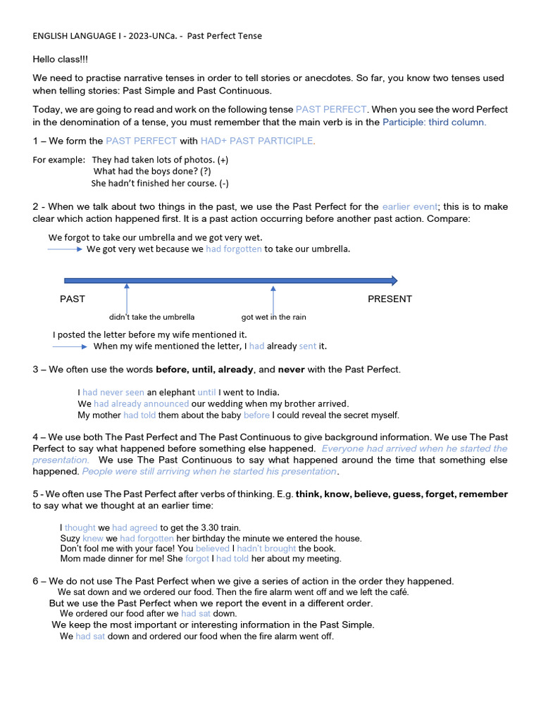 Past Perfect | PDF | Perfect (Grammar) | Grammatical Tense