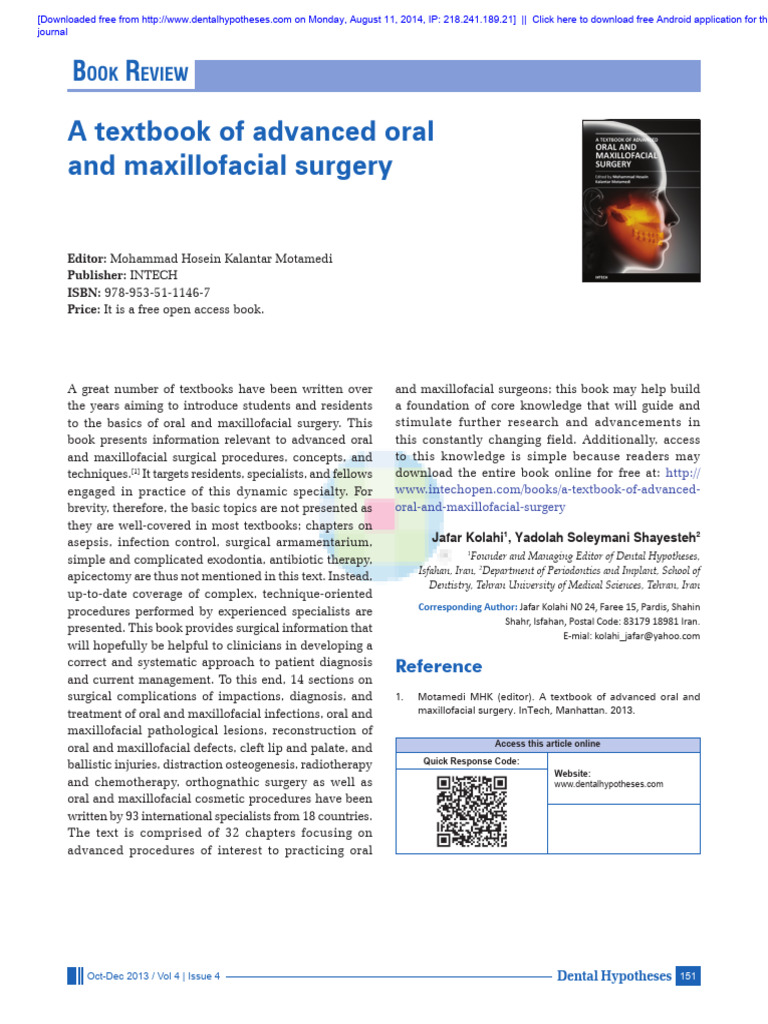 A Textbook of Advanced Oral and Maxillofacial Surgery: OOK Eview | PDF ...
