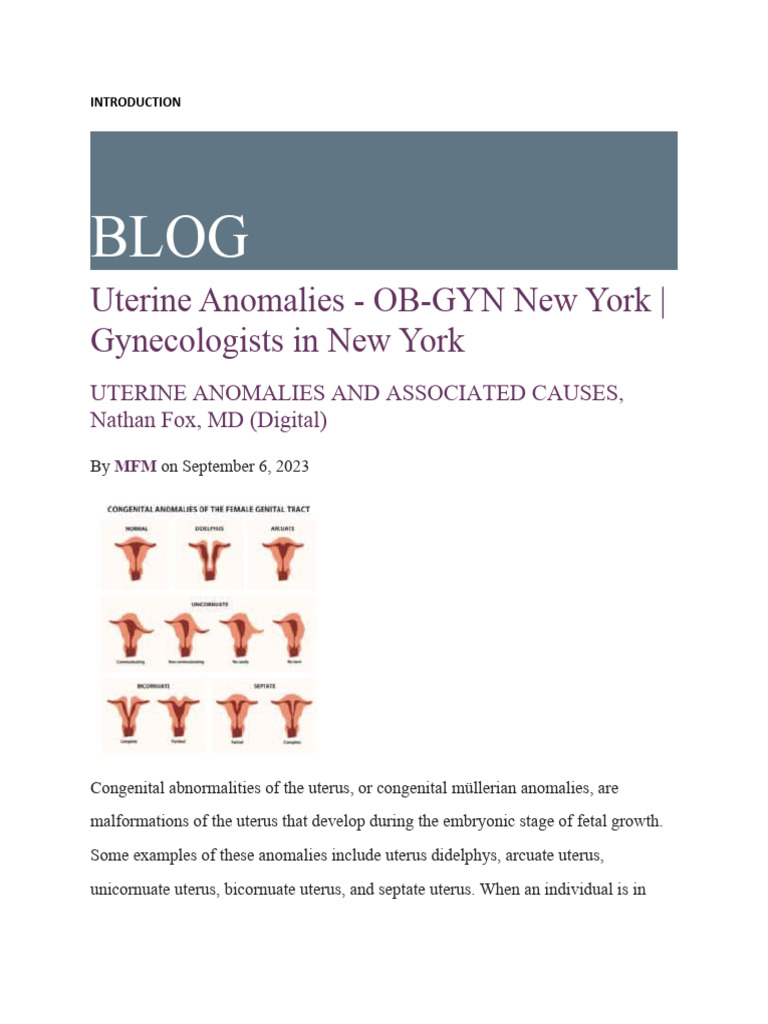 Uterine Anomalies - OB-GYN | PDF | Uterus | Mammal Reproductive System