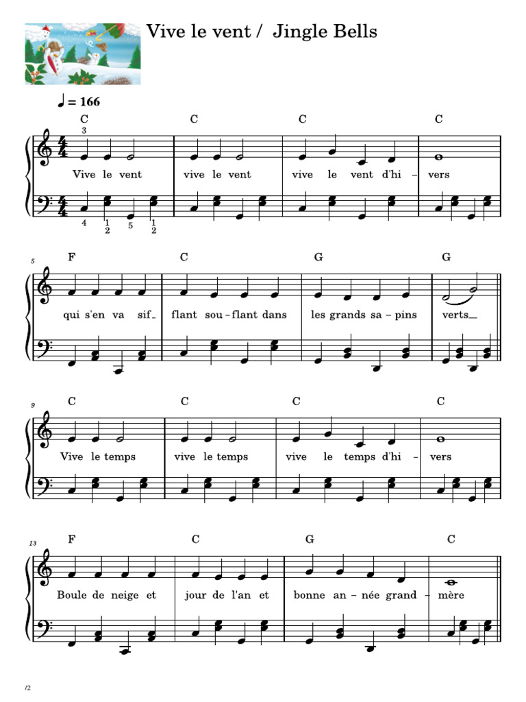 Noël Vive Le Vent Jingle Bells (Piano) | PDF