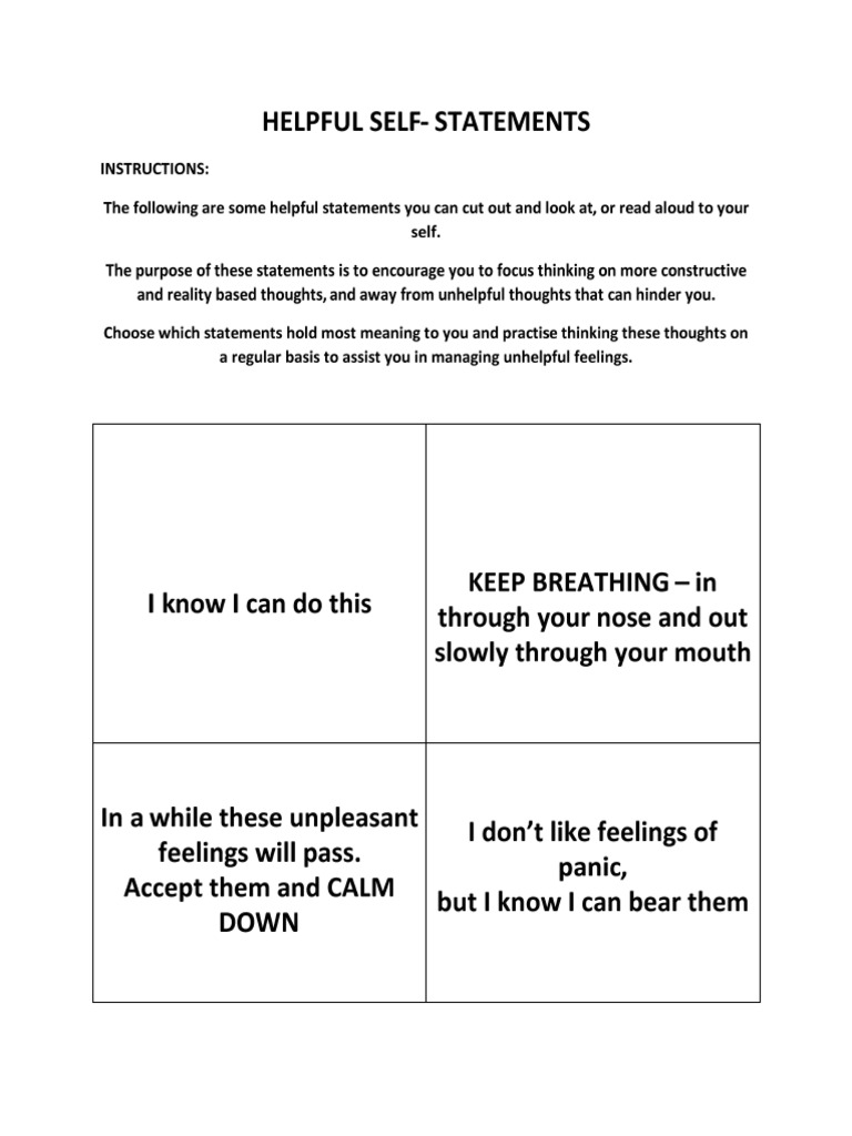 Helpful Self Statements | PDF