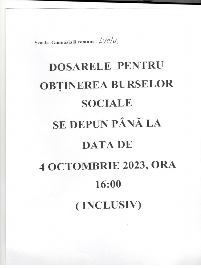 Anunt Burse, An Scolar 2023-2024 | PDF
