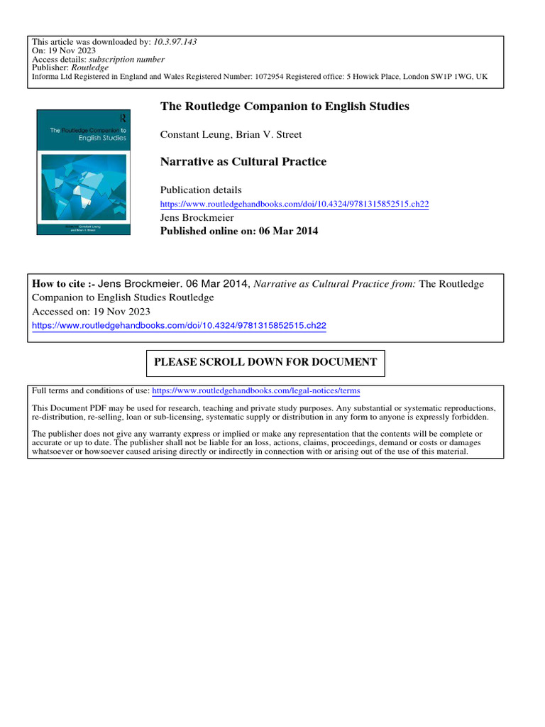 RoutledgeHandbooks 9781315852515 Chapter22 | PDF | Narrative | Storytelling