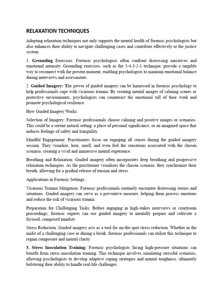 Relaxation Techniques | PDF | Relaxation (Psychology) | Psychological ...