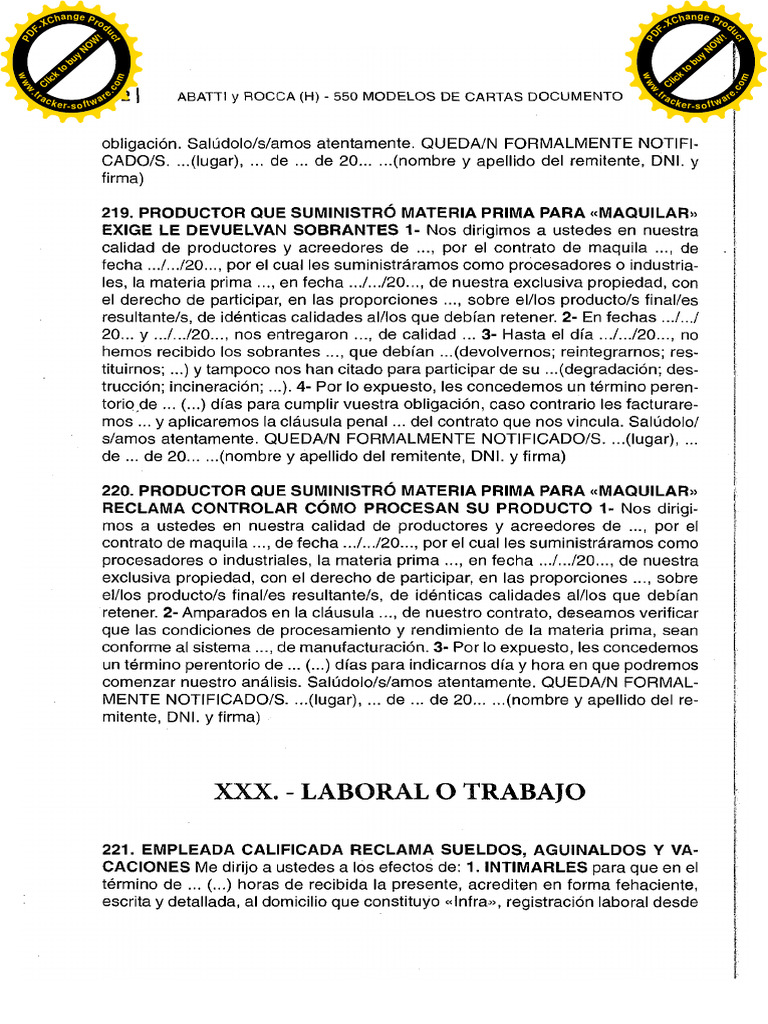 Modelos de Cartas Documento -Laborales | PDF | Economias | Justicia