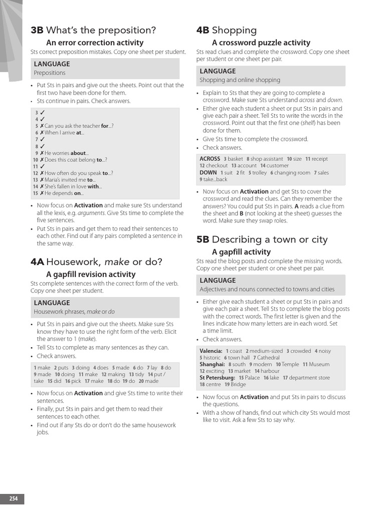 A2.b1 Verbs + Prep Answers | PDF | Crossword | Verb
