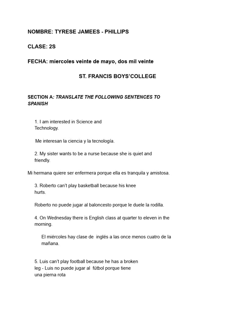 Form 2 Exercise 3 | PDF