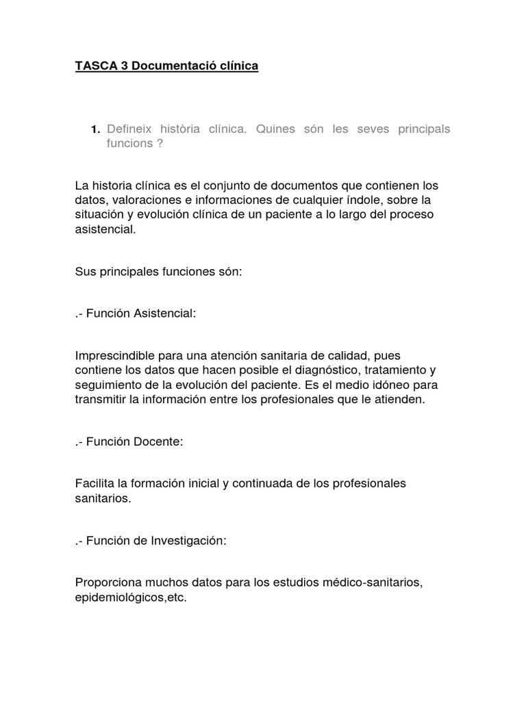 TASCA 3 Documentació Clínica | PDF