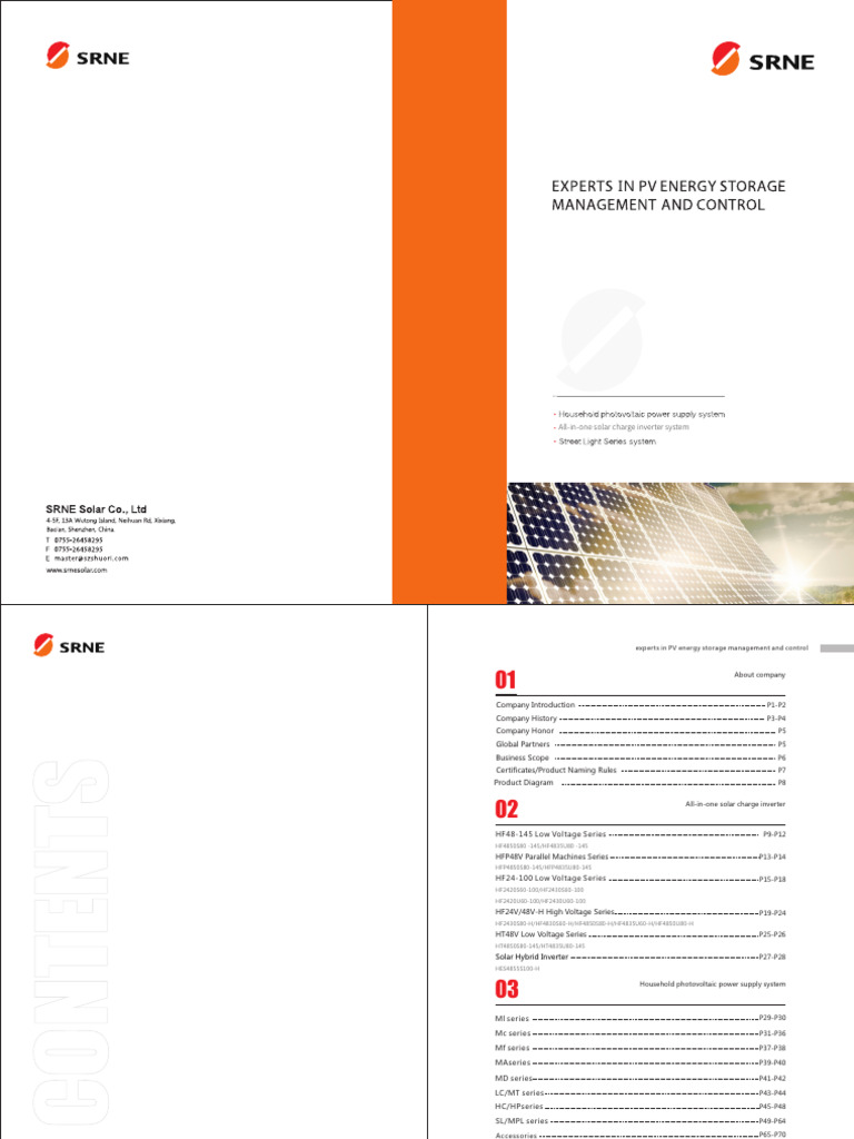SRNE Catalog of Inverter & Controller | PDF | Power Supply | Photovoltaics