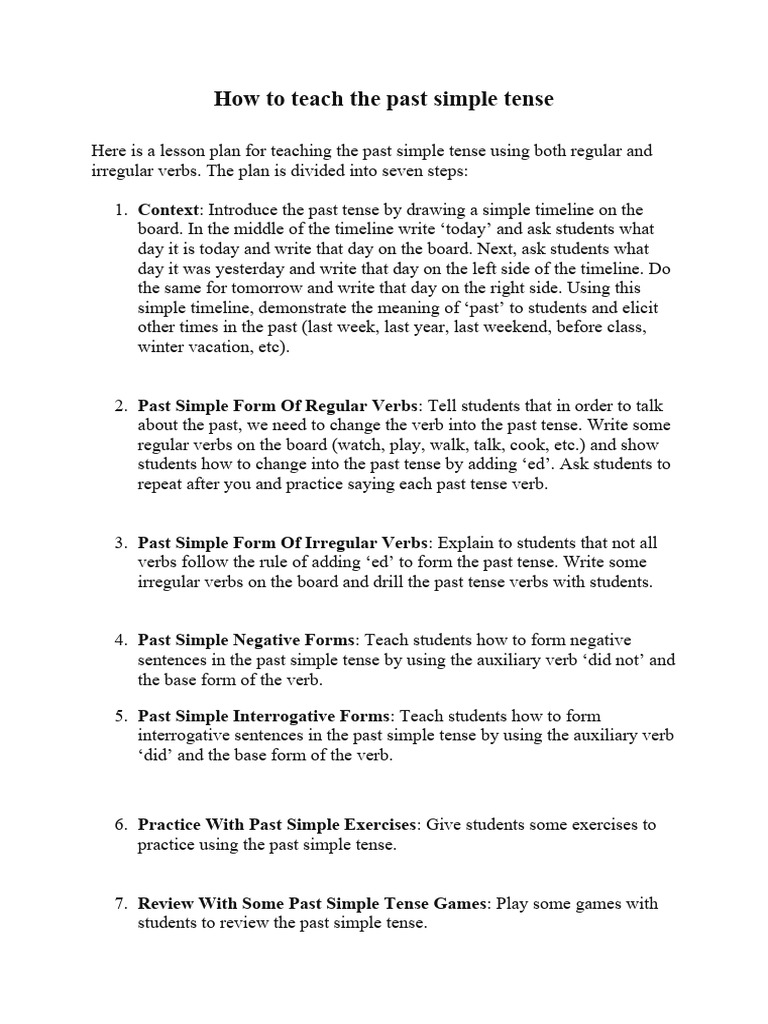 How To Teach Past Simple Tense | PDF How To Teach Past Simple Tense | PDF