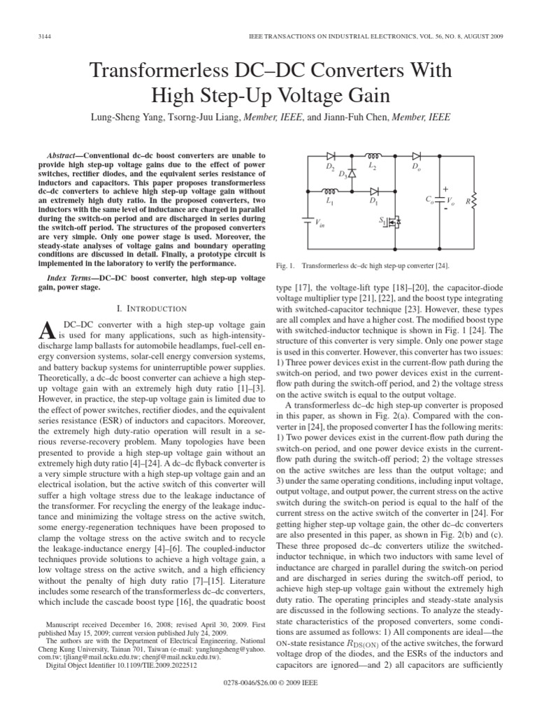 Transformerless DC-DC Converters With High Step-Up Voltage Gain | PDF ...
