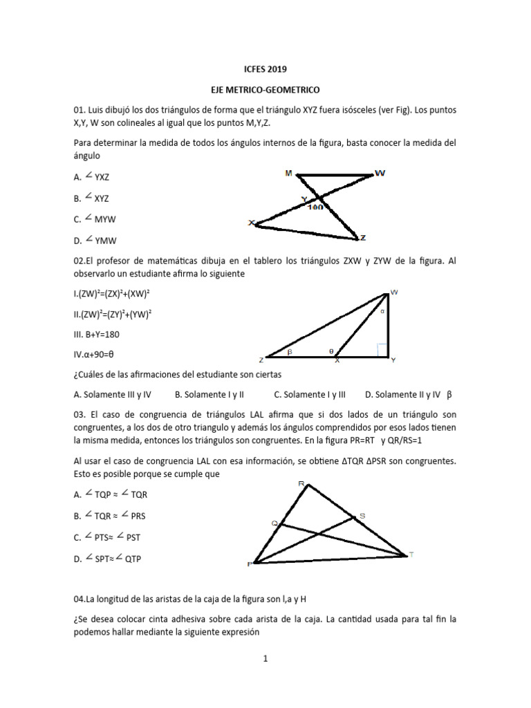 Icfes 2019. | PDF | Triángulo | Elipse
