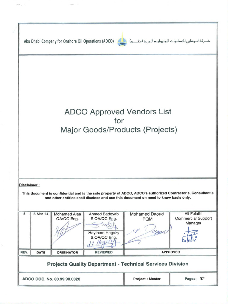 ADCO Vendor List - PDF | PDF