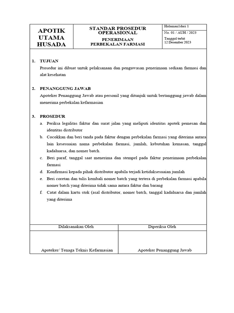 Sop Apotek Utama Pdf