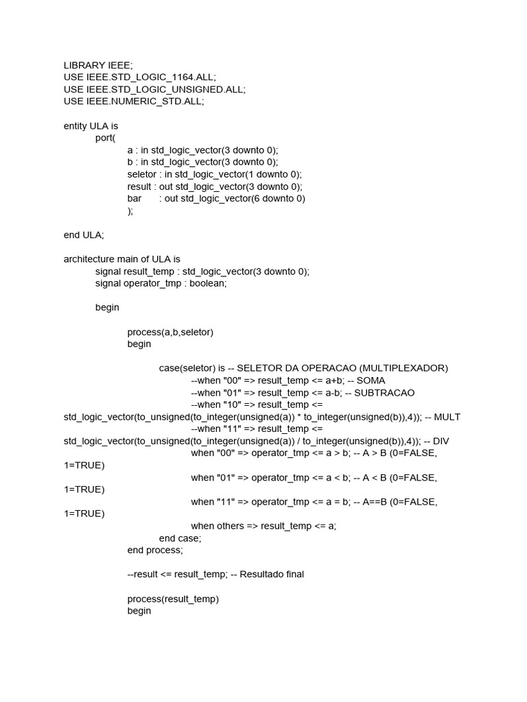 ULA vhdl | PDF | Vhdl | Electronic Design Automation