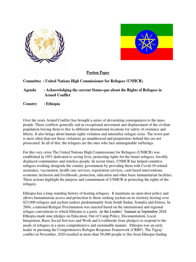 Postion Paper Ethiopia (UNHCR) | PDF | Refugee | United Nations High ...