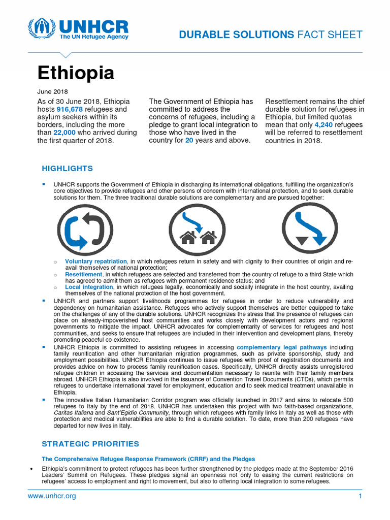 Ethiopia: Durable Solutions Fact Sheet | PDF | Refugee | United Nations ...