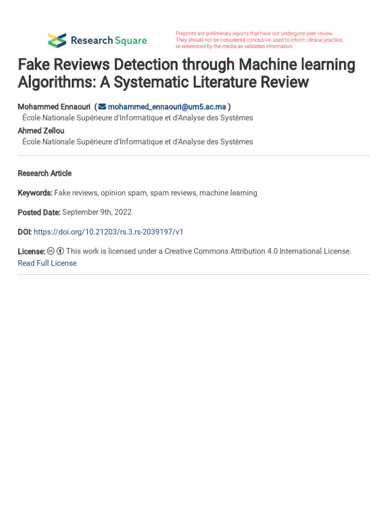 Fake Reviews Detection Through Machine Learning Al | PDF | Machine Learning | Support Vector Machine